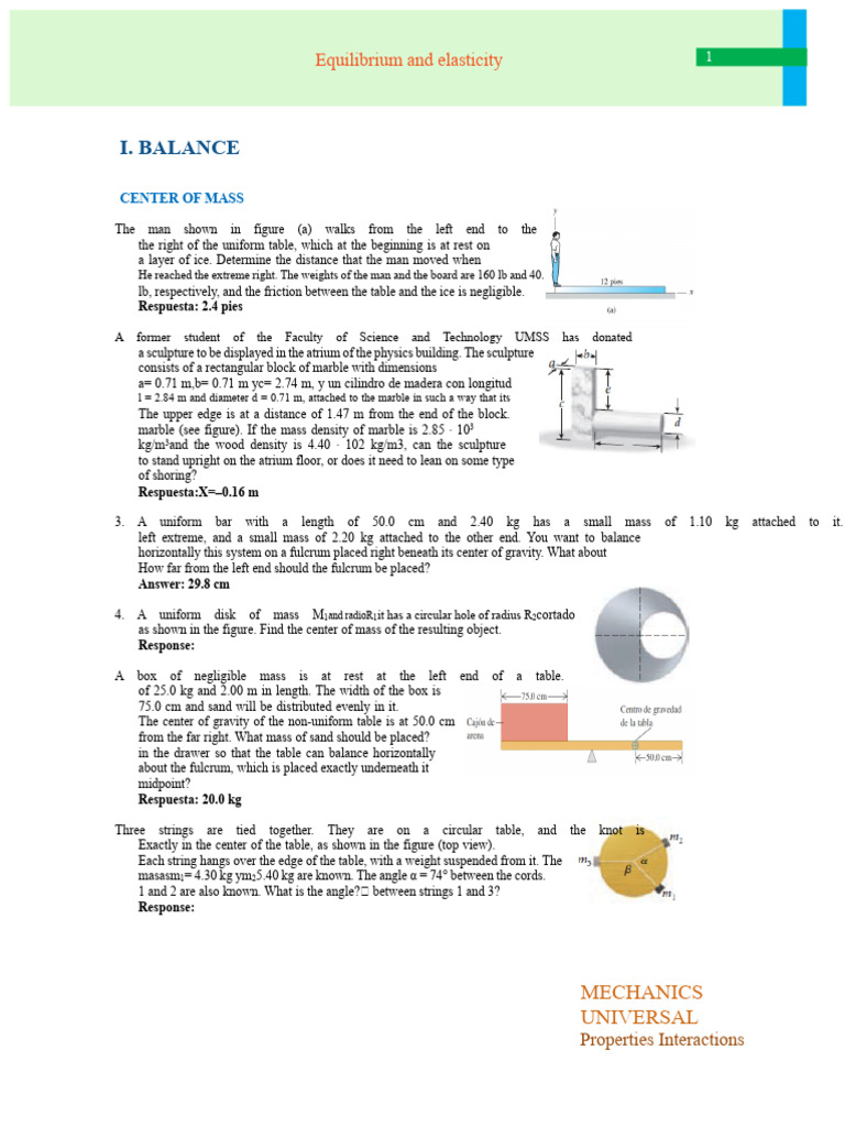 Balance and Elasticity Practice | PDF | Rotation Around A Fixed Axis ...