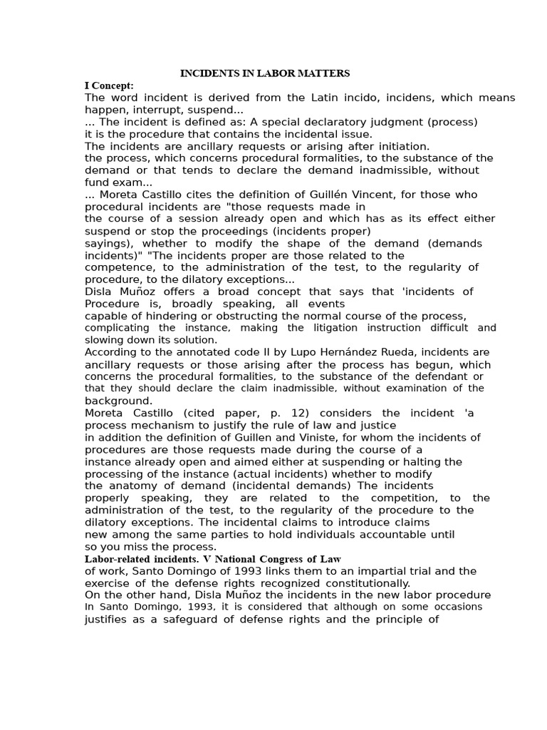 Understanding Labor Procedure Incidents | PDF | Lawsuit | Judgment (Law)