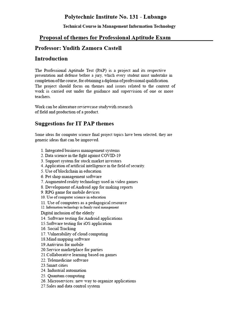 Proposal_Topics_PAP | PDF | Computing | System