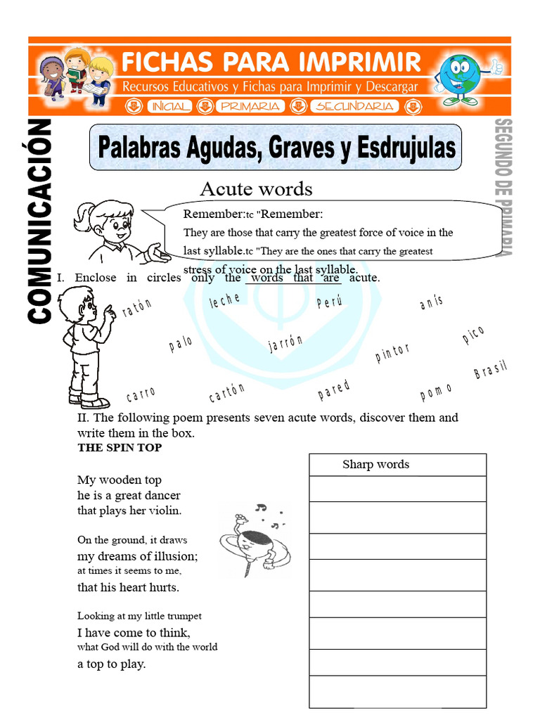 Acute Words and Syllable Stress Guide | PDF | Stress (Linguistics ...