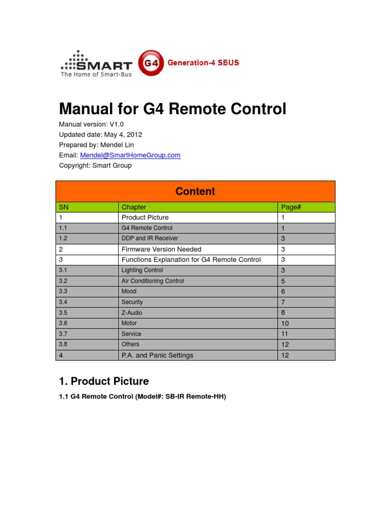 Manual For G4 Remote Control: Content | PDF