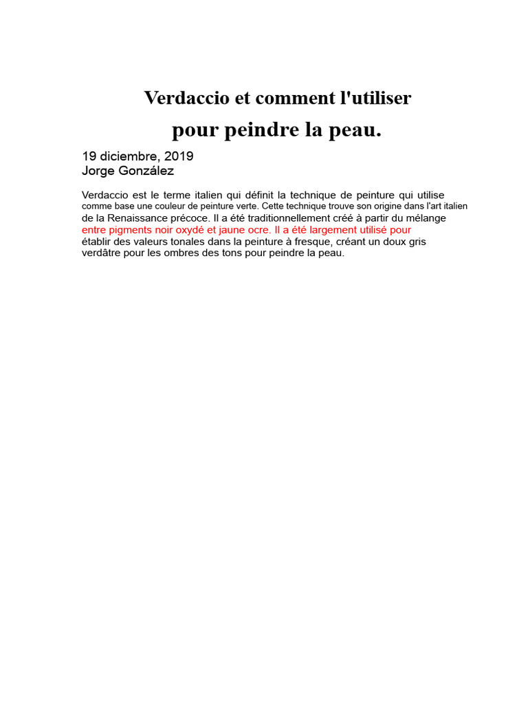 Guide du Verdaccio pour peindre la peau | PDF | Jaune | Noir