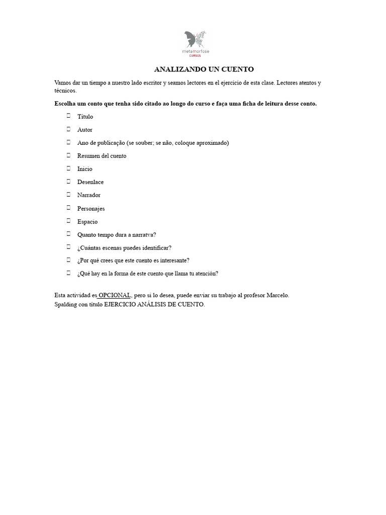 Ficha para análisis de cuentos | PDF
