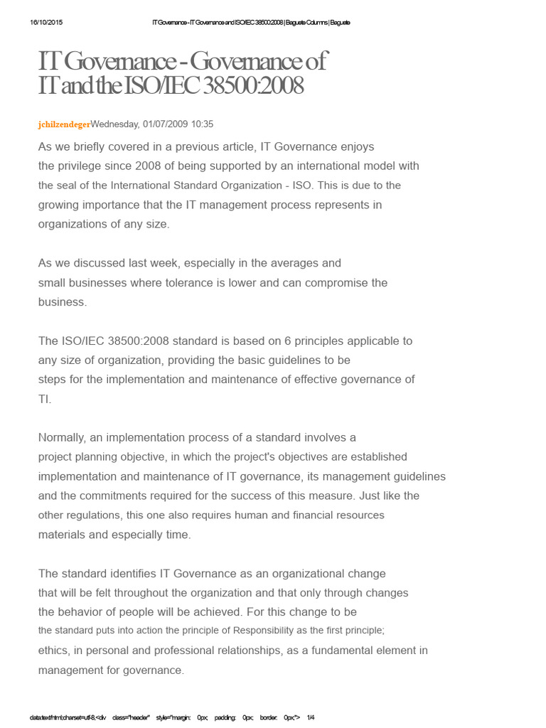 285446908-IT Governance and ISO/IEC 38500 PDF | PDF | Governance | Behavior