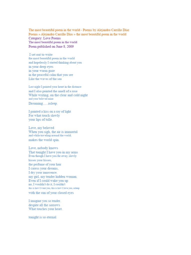 The Most Beautiful Poem in The World | PDF