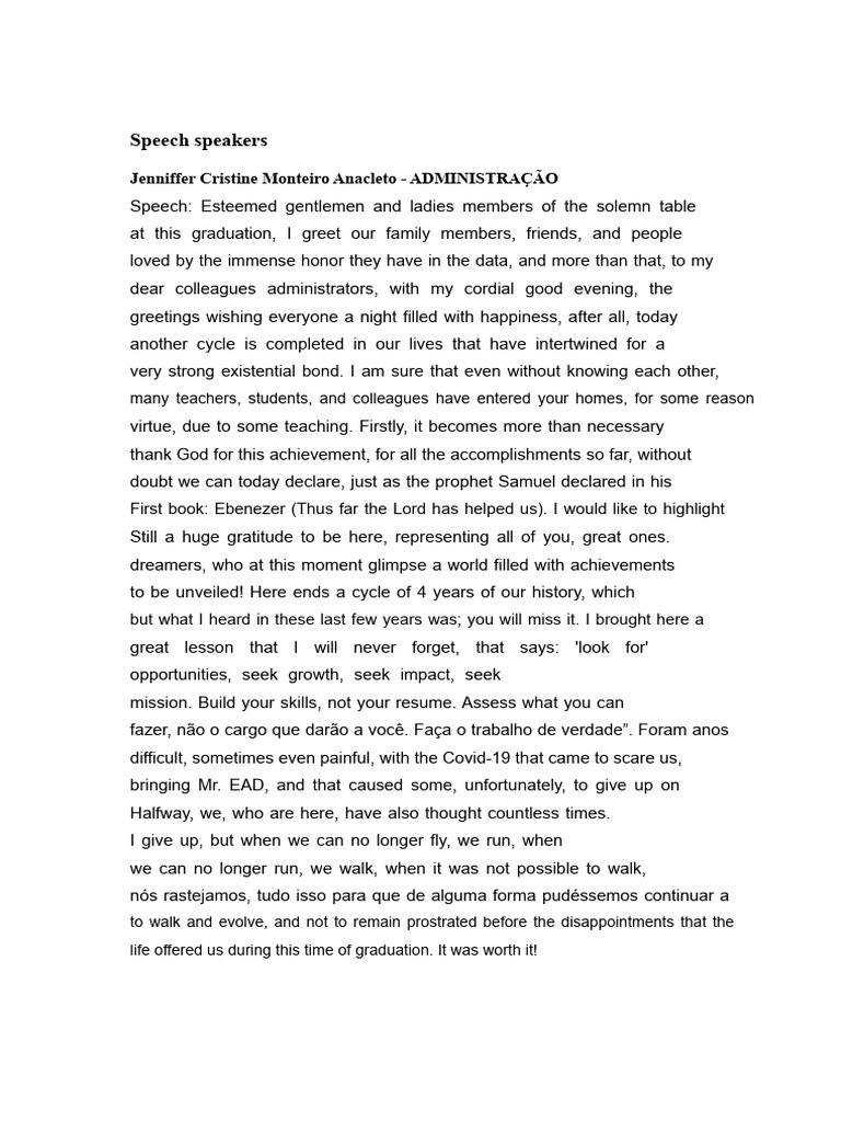 Graduation Speeches and Tributes | PDF | Teachers | Knowledge