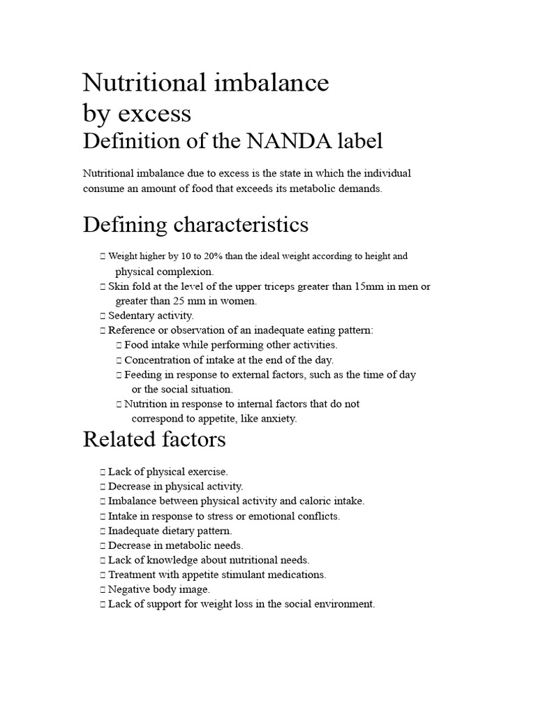 Nutritional Imbalance Due To Excess | PDF | Constipation | Urinary ...
