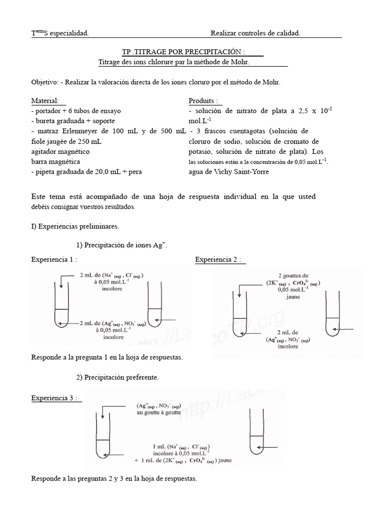 Titración de Cloruros por Método de Mohr | PDF | Valoración | Química