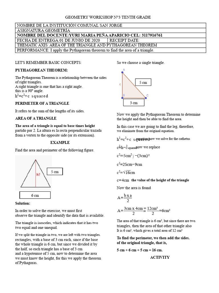 geometry workshop grade ten # 3 | PDF | Area | Triangle