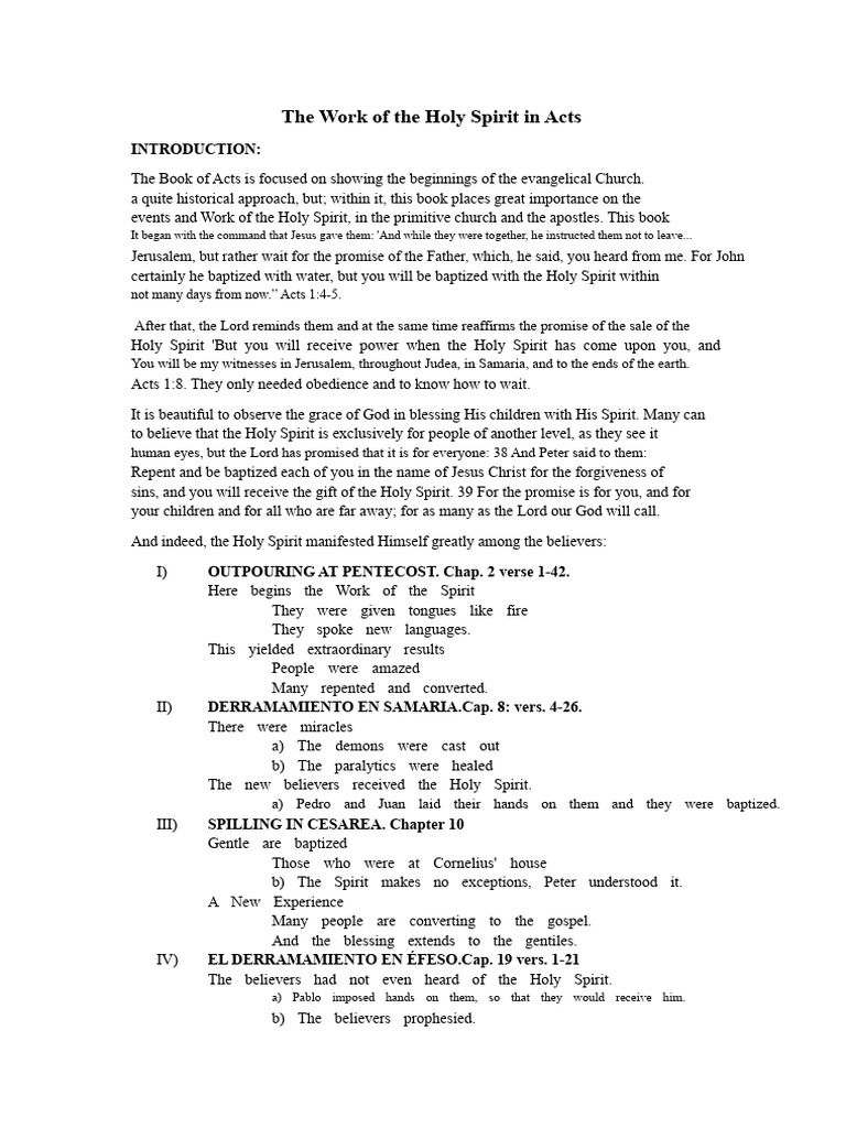 Holy Spirit's Role in Acts Explained | PDF | Acts Of The Apostles | Baptism