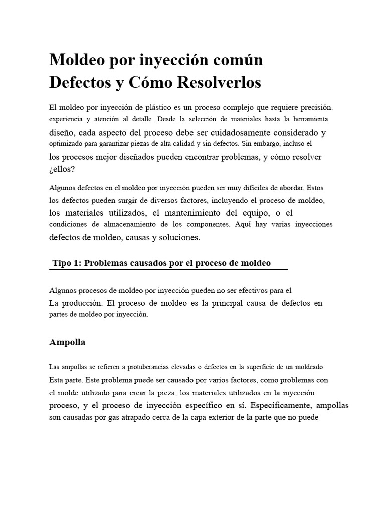 Defectos en Moldeo por Inyección y Soluciones | PDF | Soldadura ...