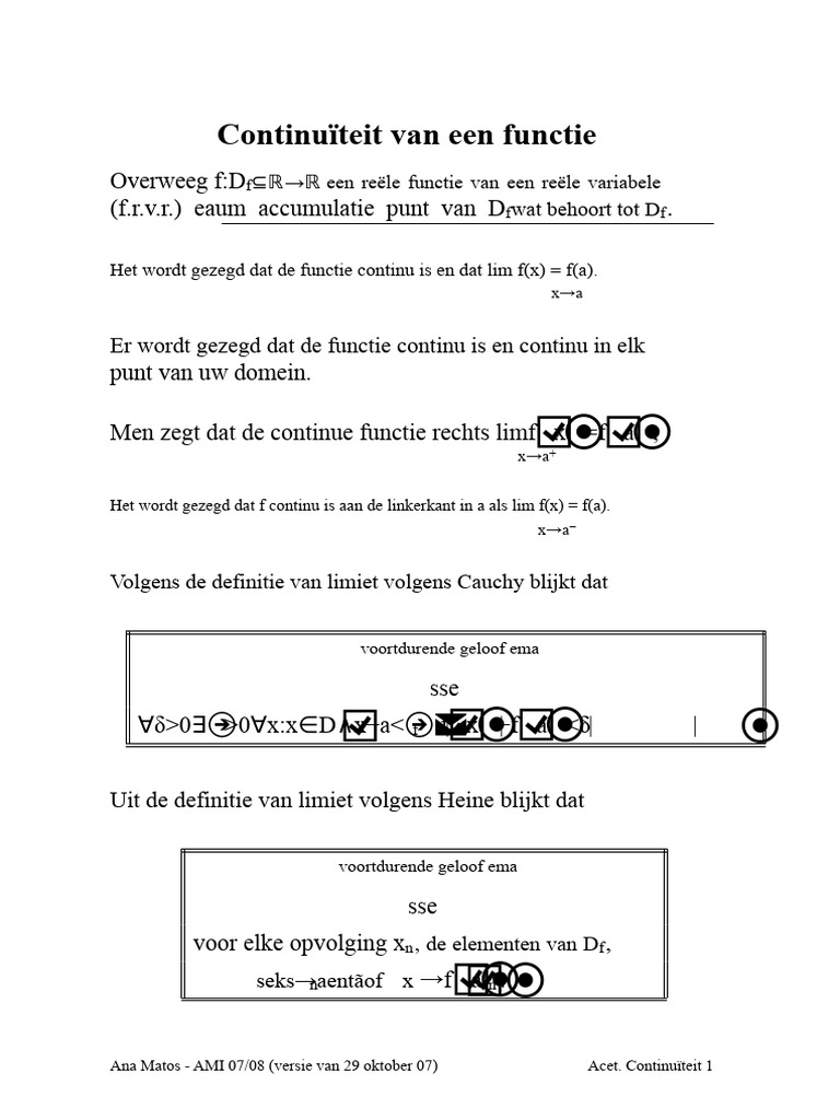 Continuïteit van een functie | PDF