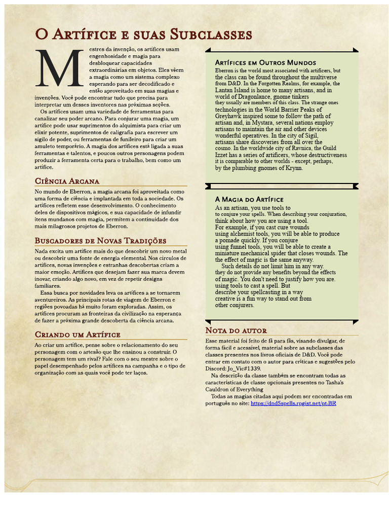 Artificer Class and Subclasses Guide | PDF | Wizards Of The Coast ...