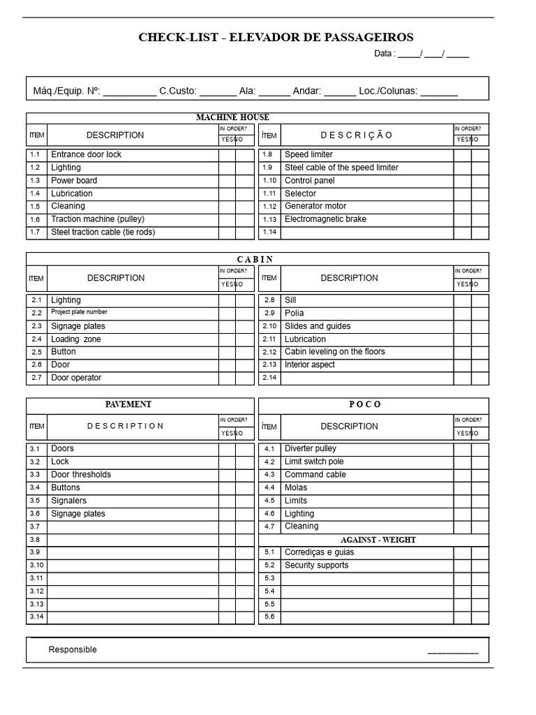 Passenger Elevators Check List | PDF | Elevator | Vehicles