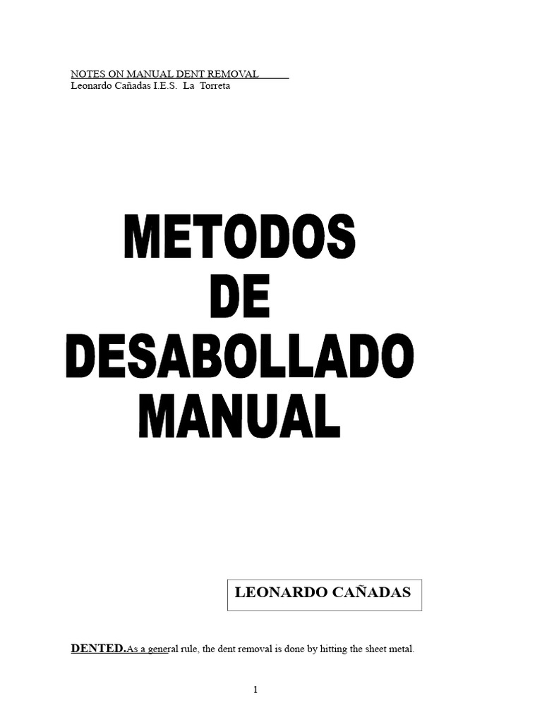 Manual Dent Removal Techniques | PDF | Sheet Metal | Hammer