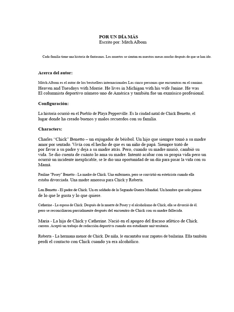 Un Día con Mamá: Reflexiones de Chick Benetto | PDF