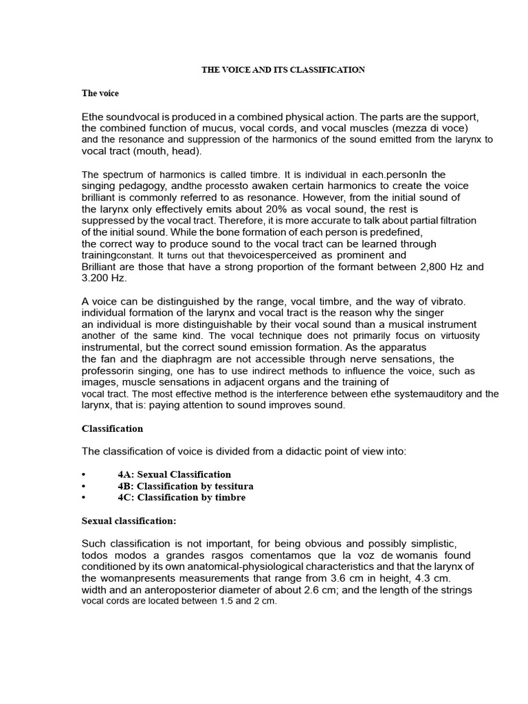 The Voice and Its Classification | PDF | Human Voice | Singing