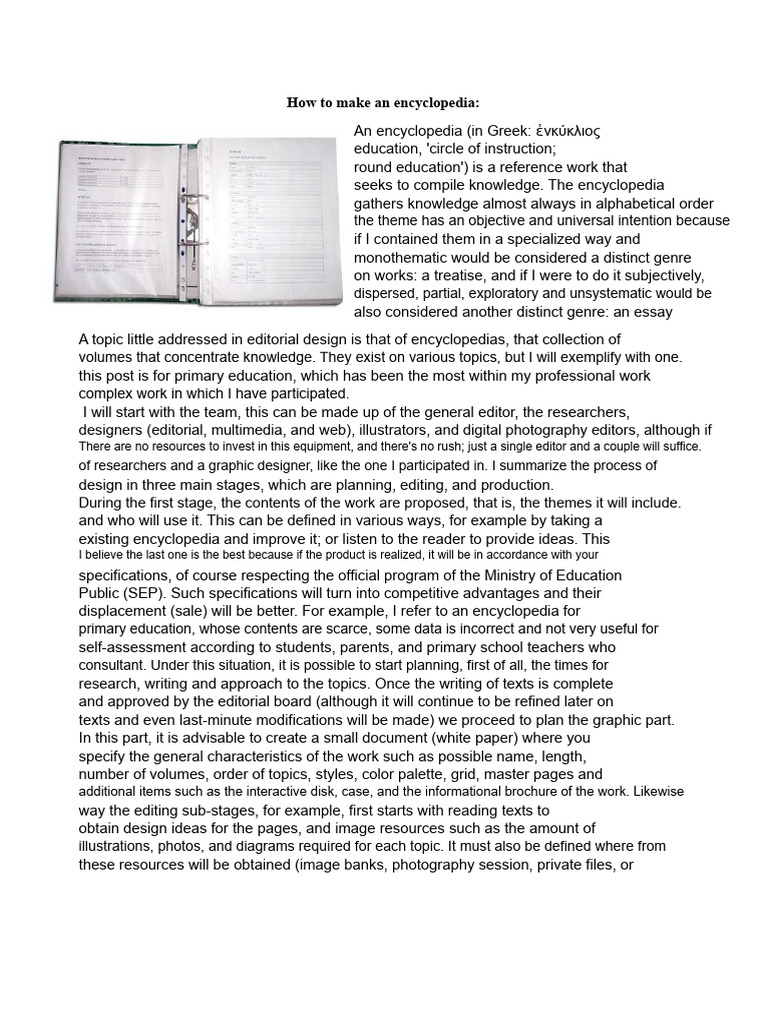 Creating a Primary Education Encyclopedia | PDF | Encyclopedias ...