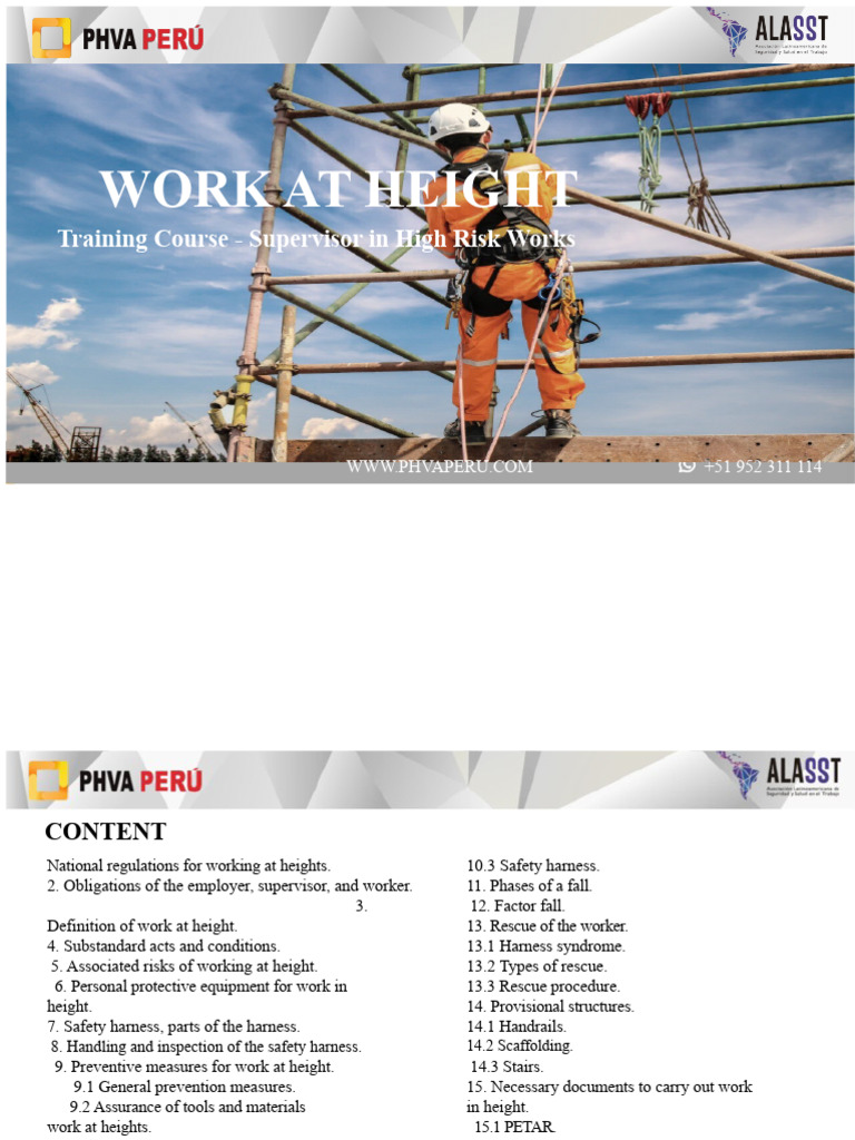 Work at Height Safety Training Guide | PDF | Occupational Safety And ...