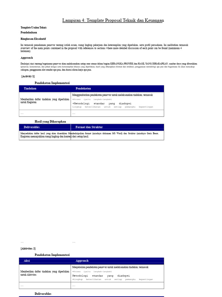 Template Proposal Teknik dan Keuangan | PDF