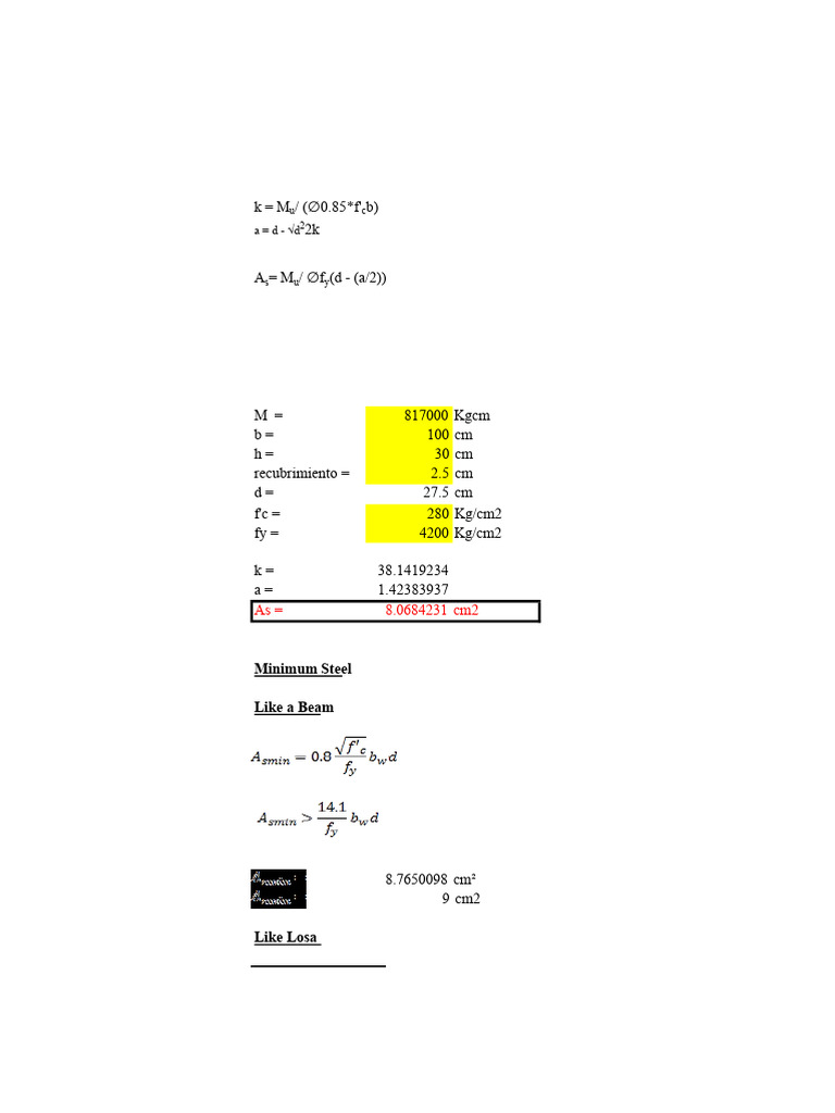 Calculation of Steel For Bending | PDF