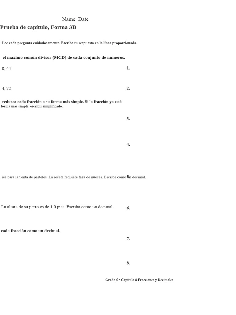 Capítulo Prueba Forma 3B | PDF | Matemáticas discretas | Matemáticas