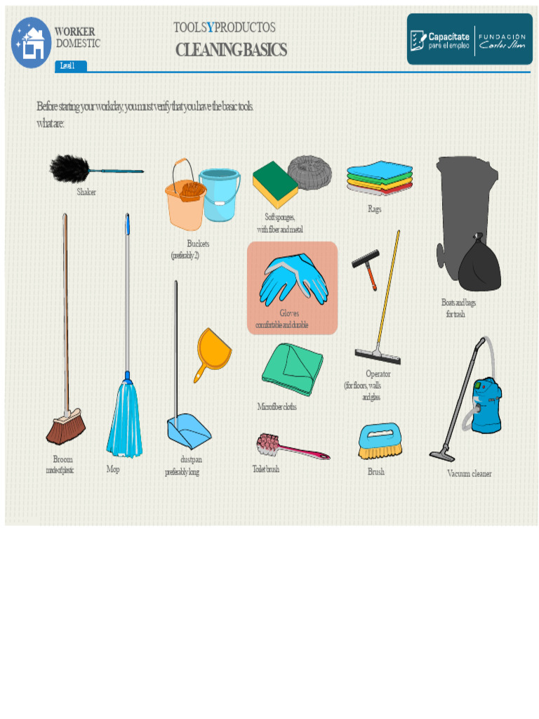 Basic cleaning tools and products (1) | PDF | Cleaning | Chemistry