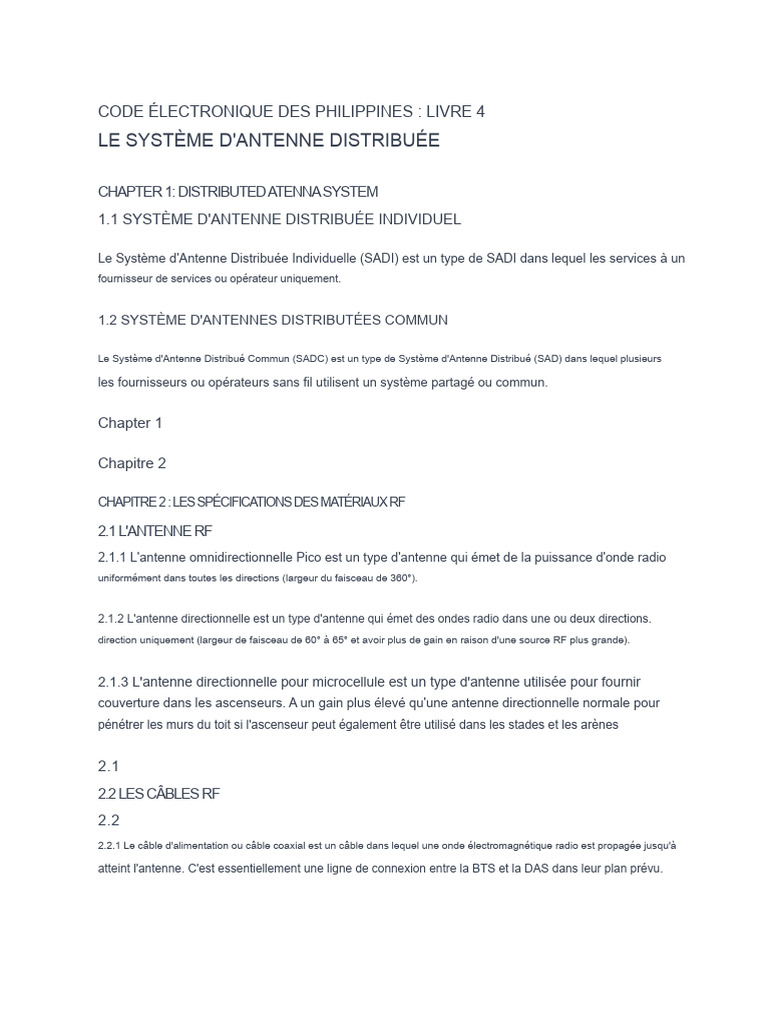 Système d'Antenne Distribuée aux Philippines | PDF | Câble coaxial ...