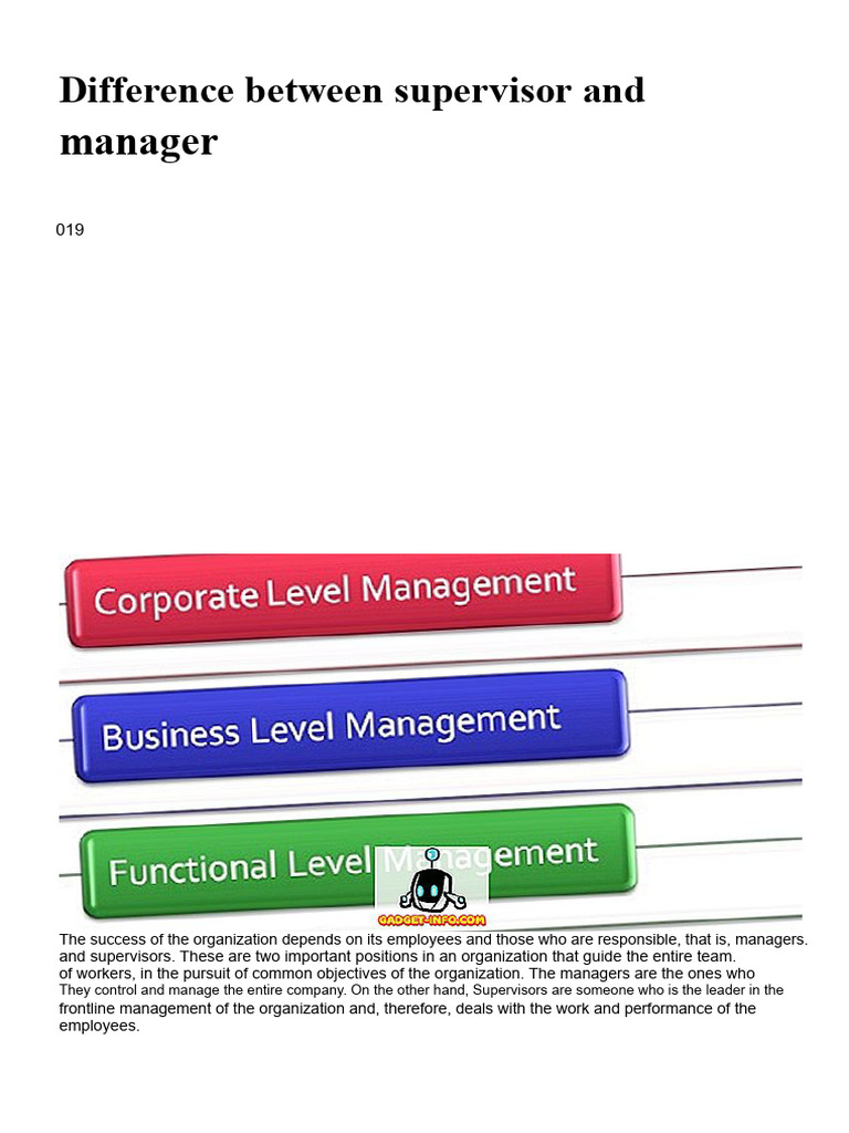 Supervisor vs. Manager: Key Differences | PDF | Supervisor | Recruitment