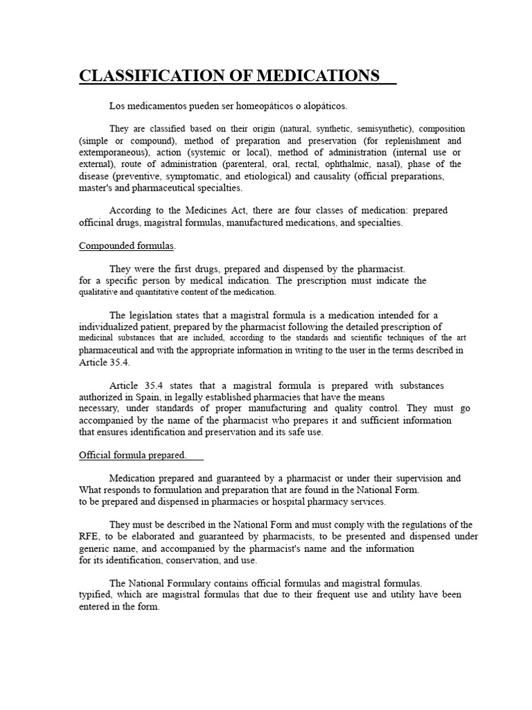 Classification of Medications | PDF | Pharmacy | Prescription Drugs