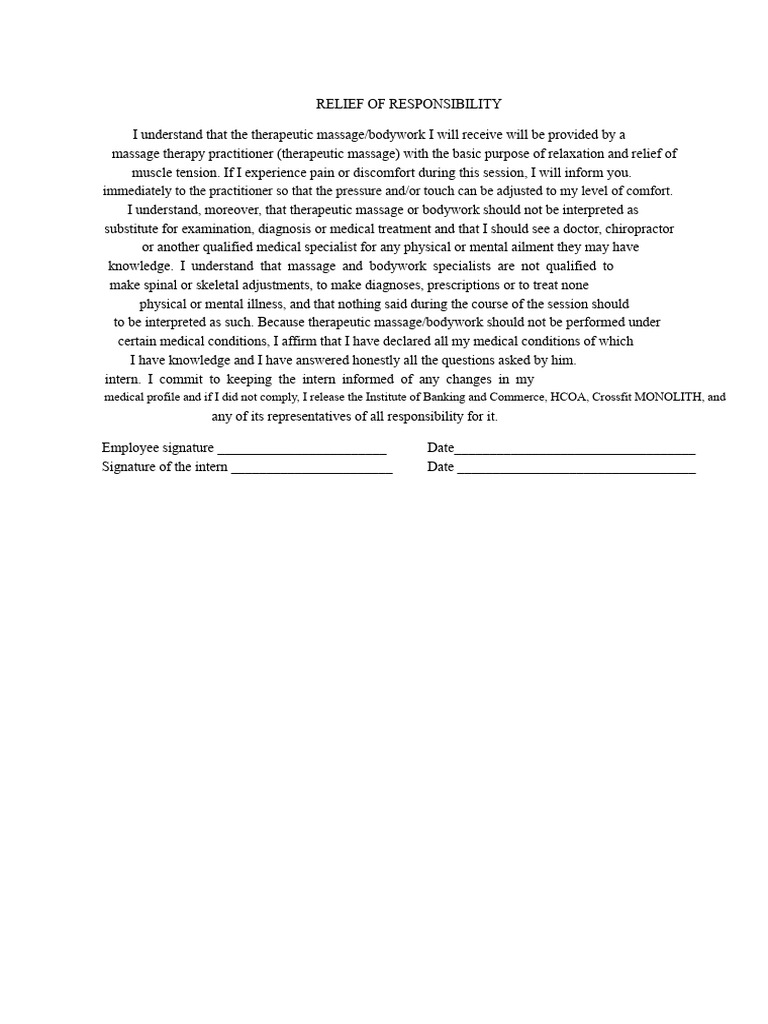 Relief of Responsibility Hcoa | PDF