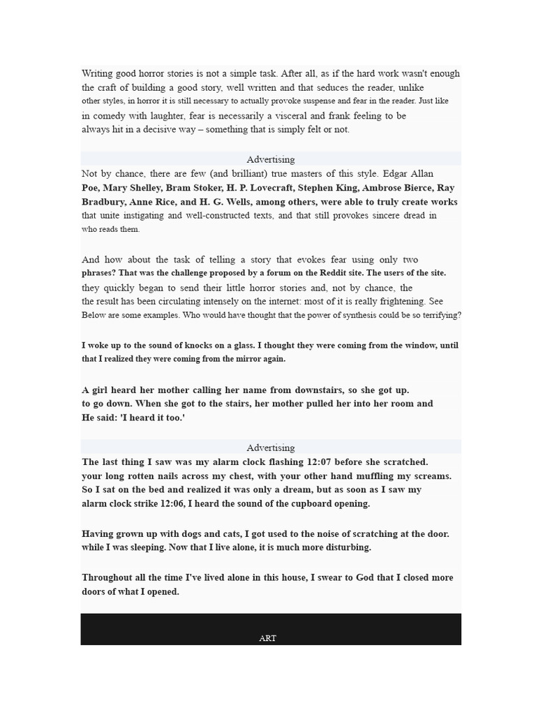 Chilling Two-Sentence Horror Stories | PDF | Horror Fiction | Stephen King