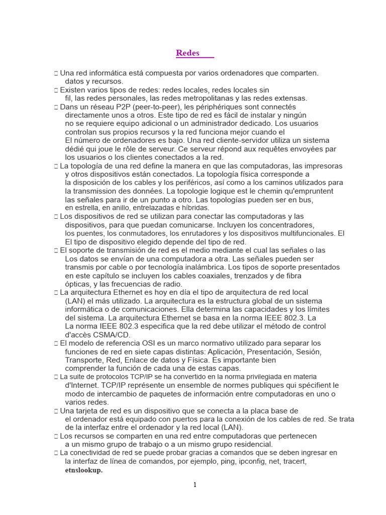 resumenRedes | PDF | Red de computadoras | Ciencias de la Computación