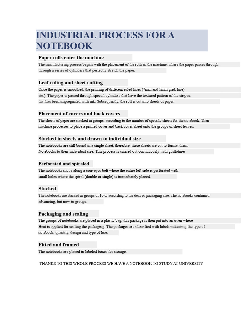 Notebook Manufacturing Process Explained | PDF