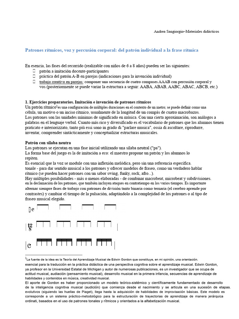 2 Patrones Rítmicos - Del Patrón Individual A Las Frases Rítmicas | PDF ...