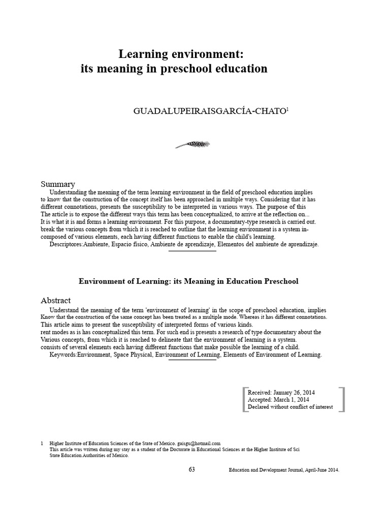 Understanding Learning Environments in Preschool | PDF | Learning ...