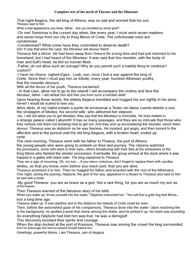 Full Text of The Myth of Theseus and The Minotaur. | PDF | Minotaur ...