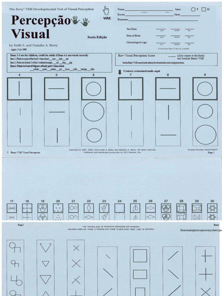 Beery VMI Visual Perception Test Form | PDF | Cognition | Psychology