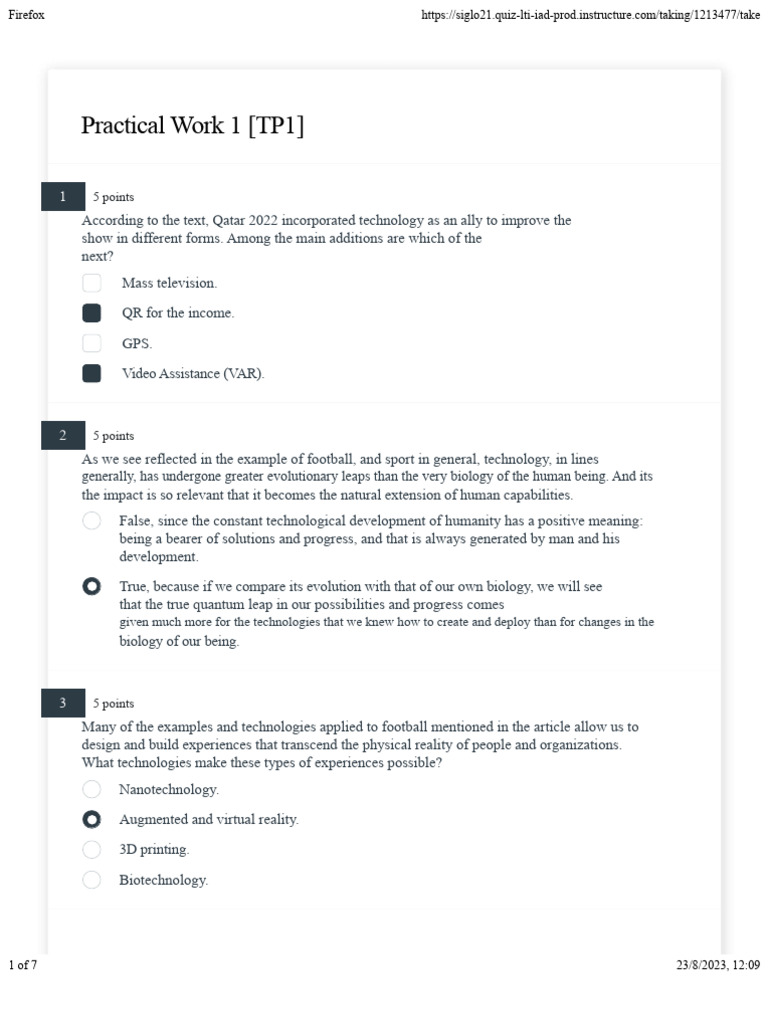 TP 1 71% - Technology, Humanities, and Global Models | PDF | Artificial ...
