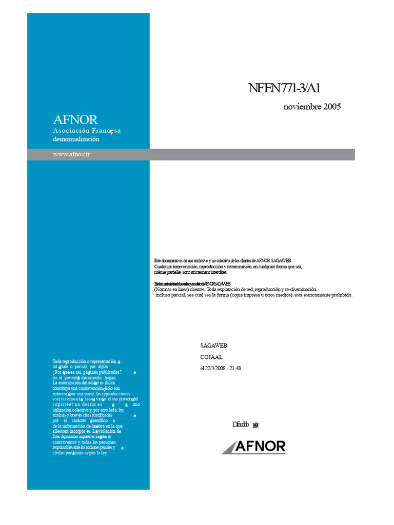 Afnor: NF EN 771-3/A1 | PDF | Albañilería | Hormigón