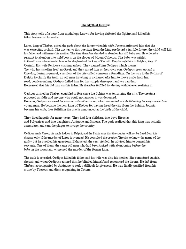 Oedipus: Tragic Hero of Thebes | PDF | Oedipus | Theban Mythology