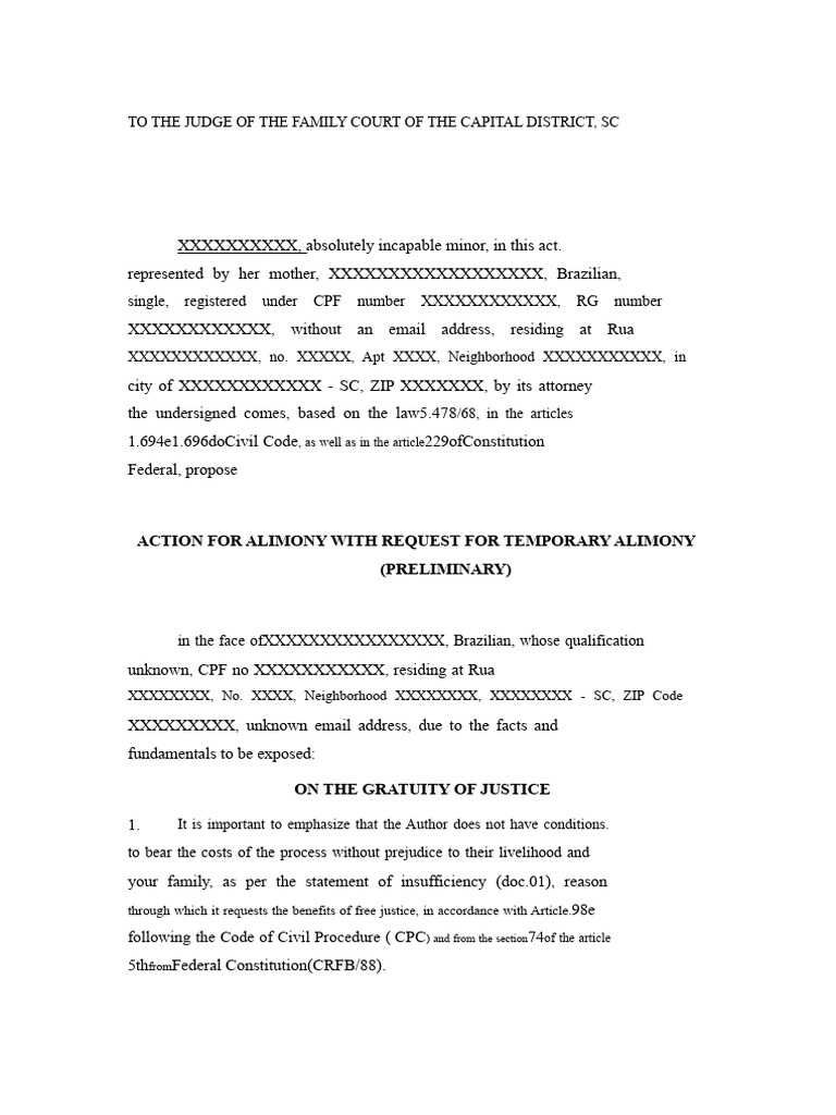 Model Petition For Alimony | PDF | Alimony | Justice