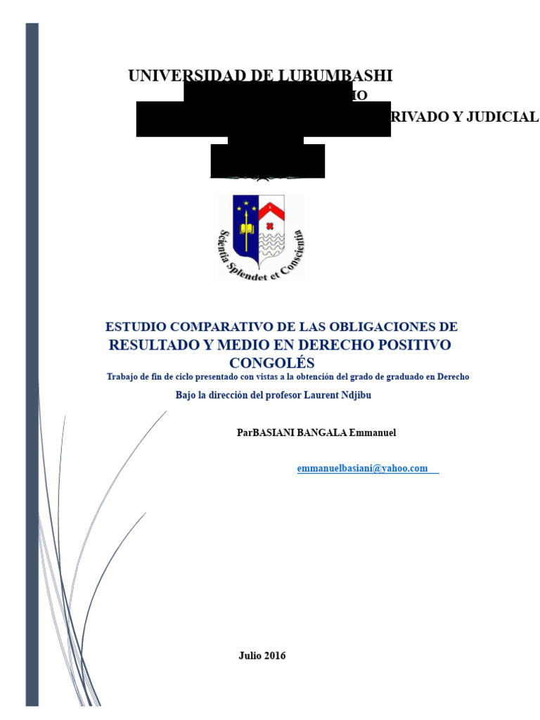 Obligaciones de Resultado y Medio en Derecho Congoleño | PDF | Ley ...