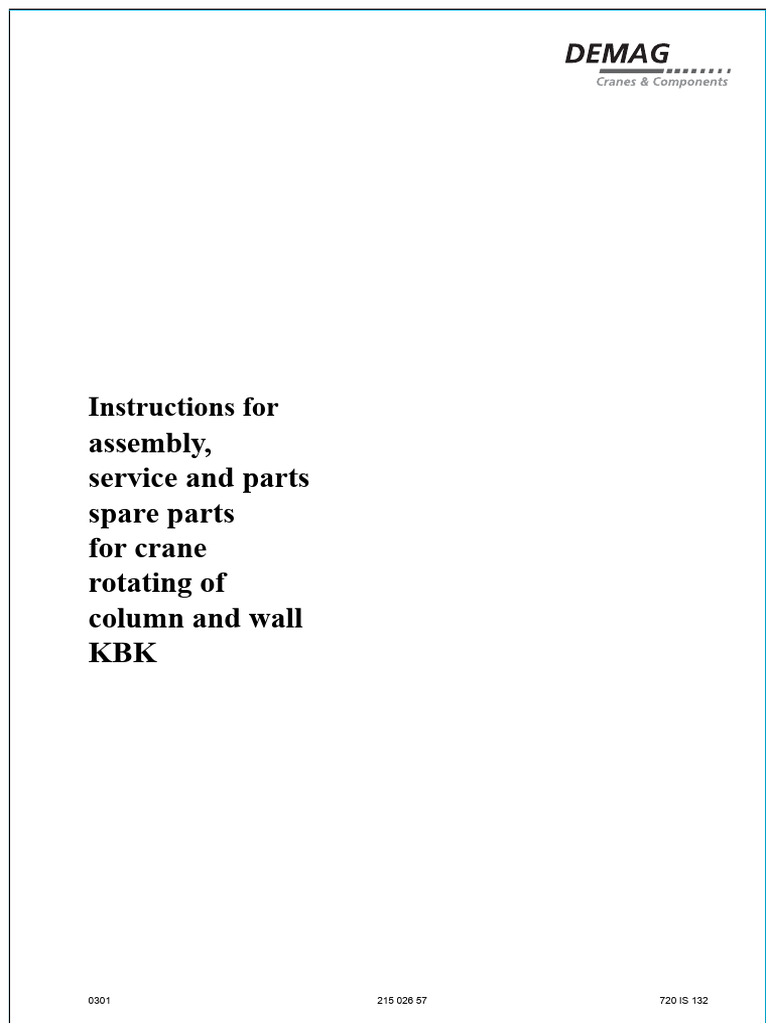 215 026 57 Instruction and Parts KBK II | PDF | Crane (Machine) | Concrete