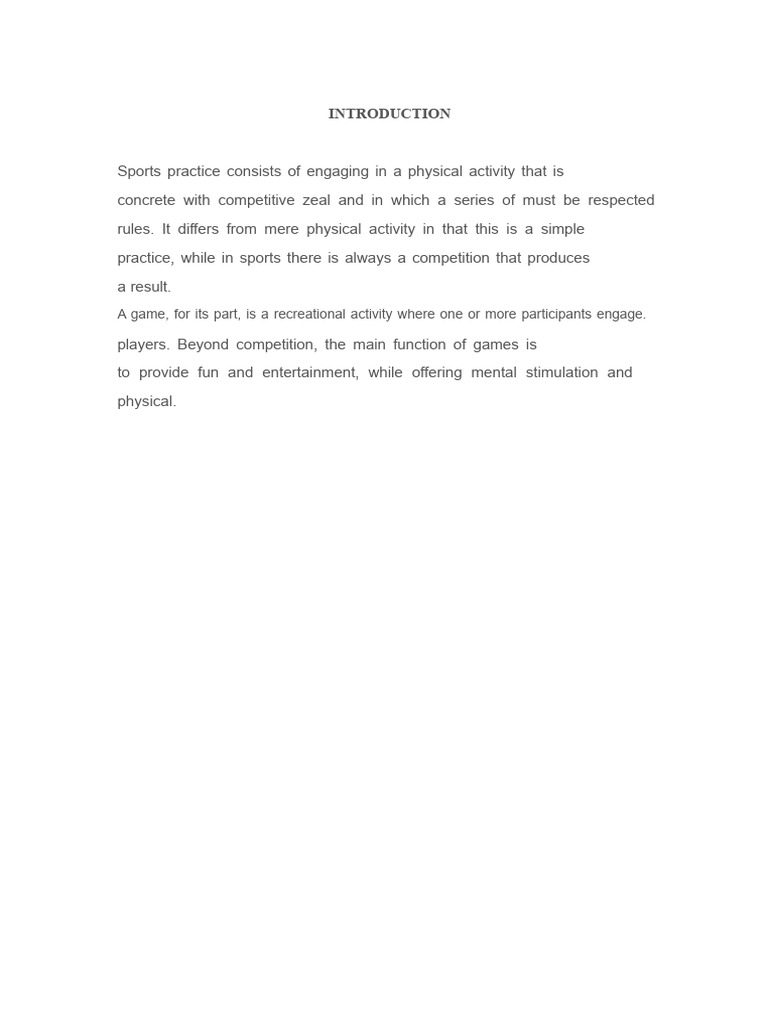 REPORT ON PRE-SPORT GAMES (draft) | PDF | Sports | Psychological Concepts