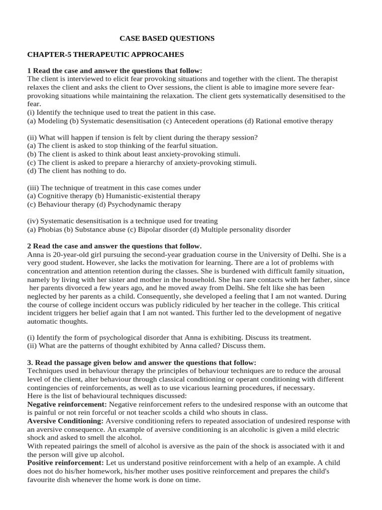 Case-Based Therapeutic Approaches in Psychology | PDF | Gestalt Therapy ...