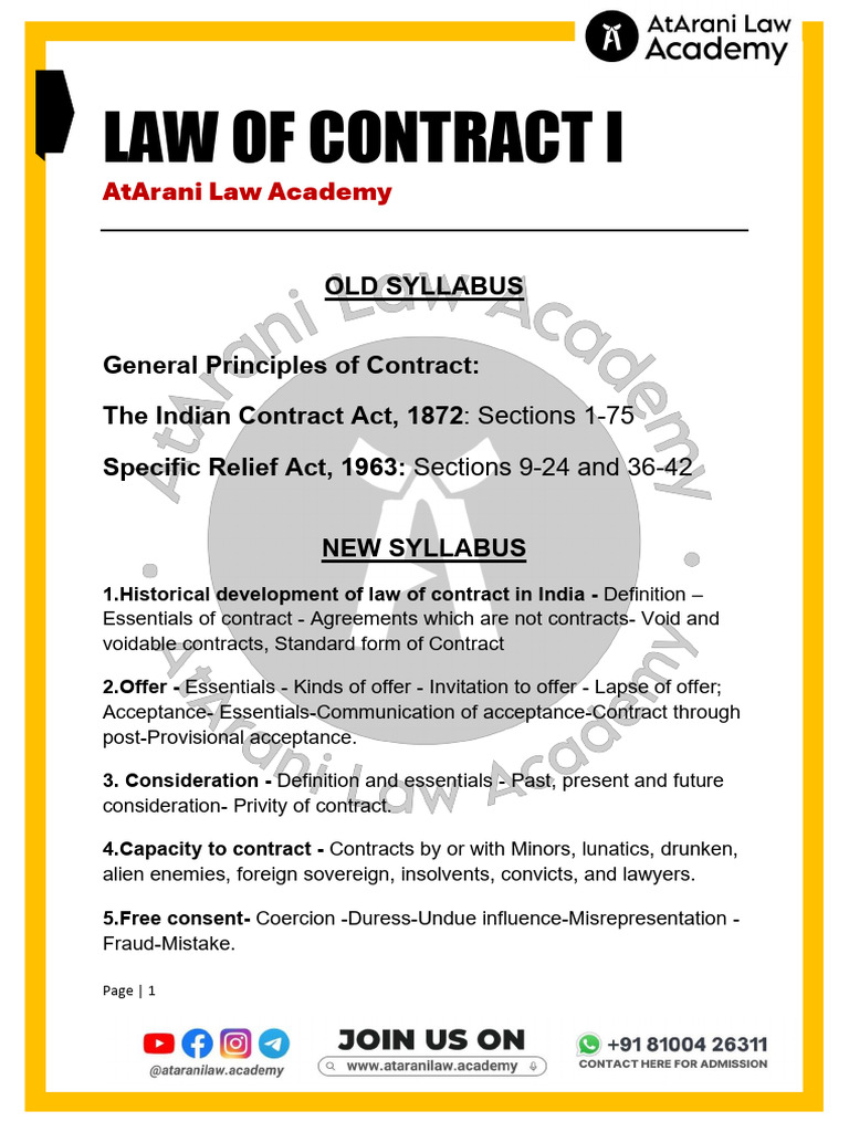 Contract Law I Pyq - Atarani Law Academy | PDF | Business Law | Legal ...