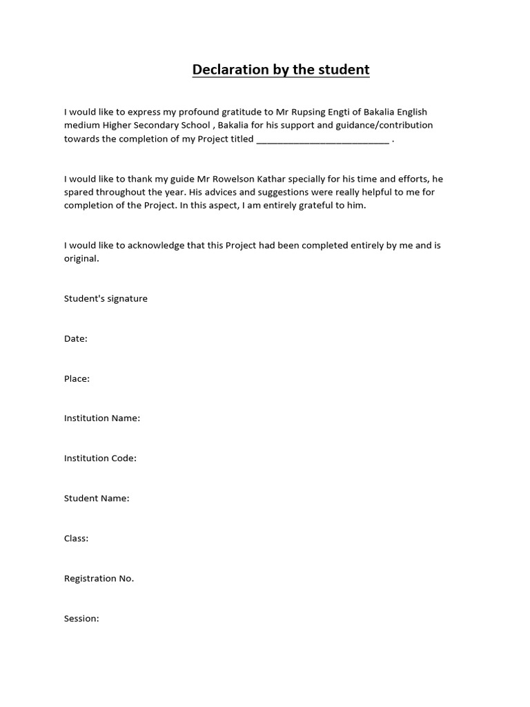 Declaration by the Student | PDF