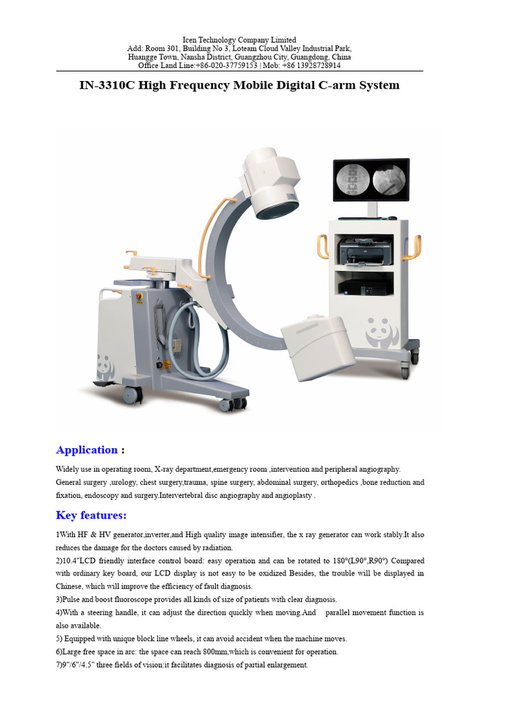 In-3310C High Frequency Mobile Digital C-Arm System | PDF | Camera ...