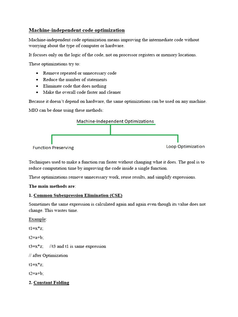 unit 1(machine independent optimization) | PDF | Program Optimization ...